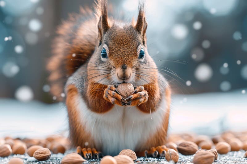 Realistic Image of a Squirrel with Nuts in an Autumn Setting Stock ...