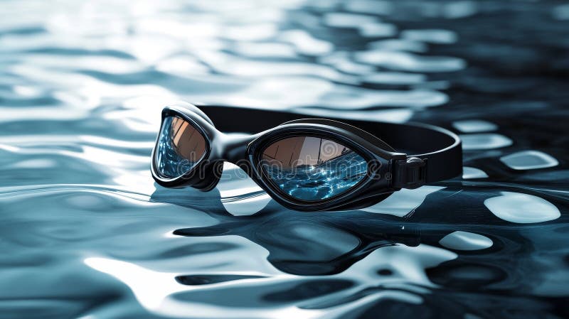 Realistic Image of Swimming Goggles on Rippled Water Surface with ...