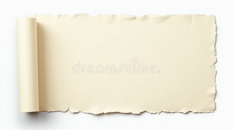 Realistic Torn Paper with Rolled Edge on Transparent Background Stock ...