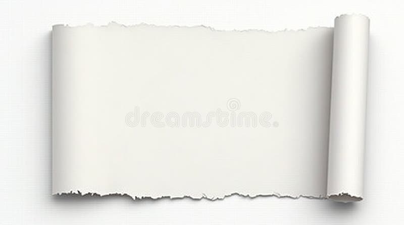 Realistic Torn Paper with Rolled Edge on Transparent Background Stock ...