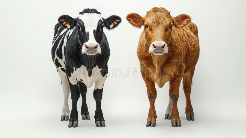 Two Cows Side by Side Generative AI Stock Illustration - Illustration ...