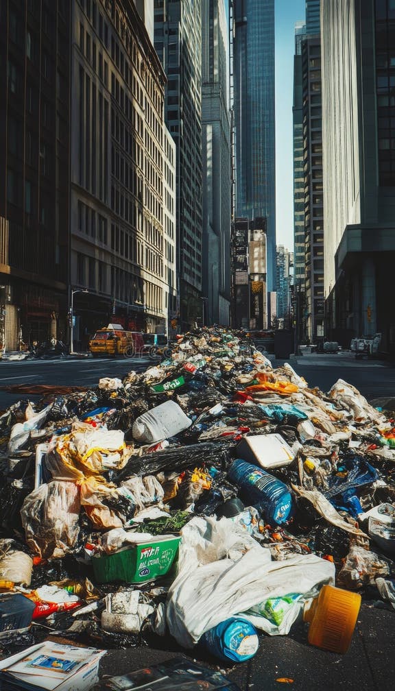 Realistic Image of Urban Sidewalk Garbage Pile Highlighting ...