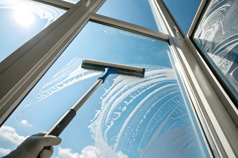A Realistic Image of a Window Cleaning in Progress Stock Illustration ...