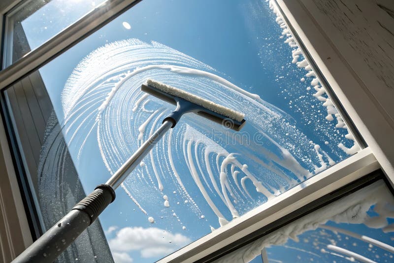 A Realistic Image of a Window Cleaning in Progress Stock Illustration ...