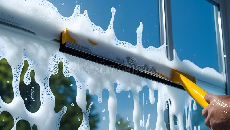 A Realistic Image of a Window Cleaning in Progress Stock Illustration ...