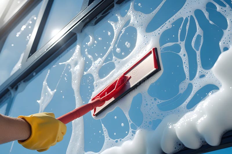 A Realistic Image of a Window Cleaning in Progress Stock Illustration ...