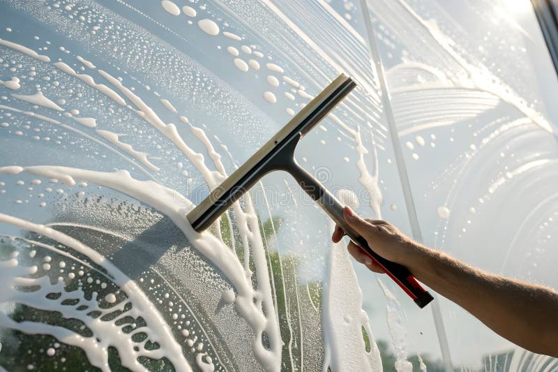 A Realistic Image of a Window Cleaning in Progress Stock Illustration ...