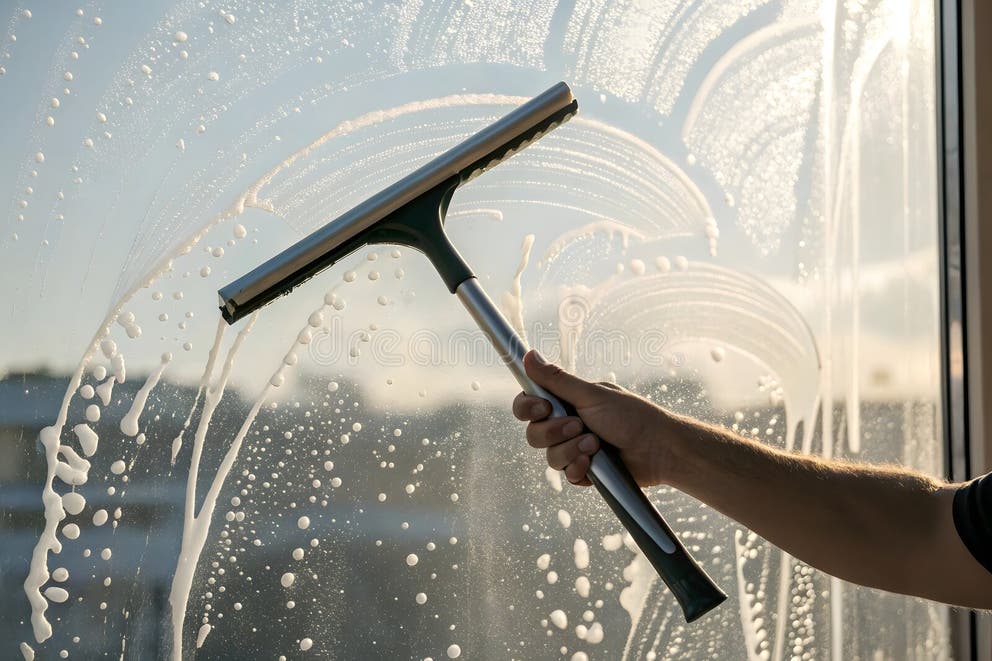 A Realistic Image of a Window Cleaning in Progress Stock Illustration ...