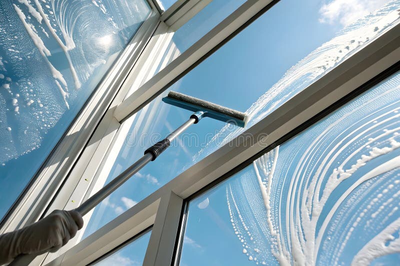 A Realistic Image of a Window Cleaning in Progress Stock Illustration ...