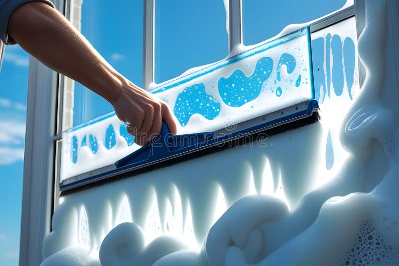 A Realistic Image of a Window Cleaning in Progress Stock Illustration ...