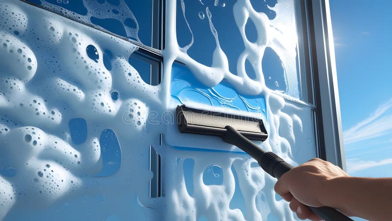 A Realistic Image of a Window Cleaning in Progress Stock Illustration ...