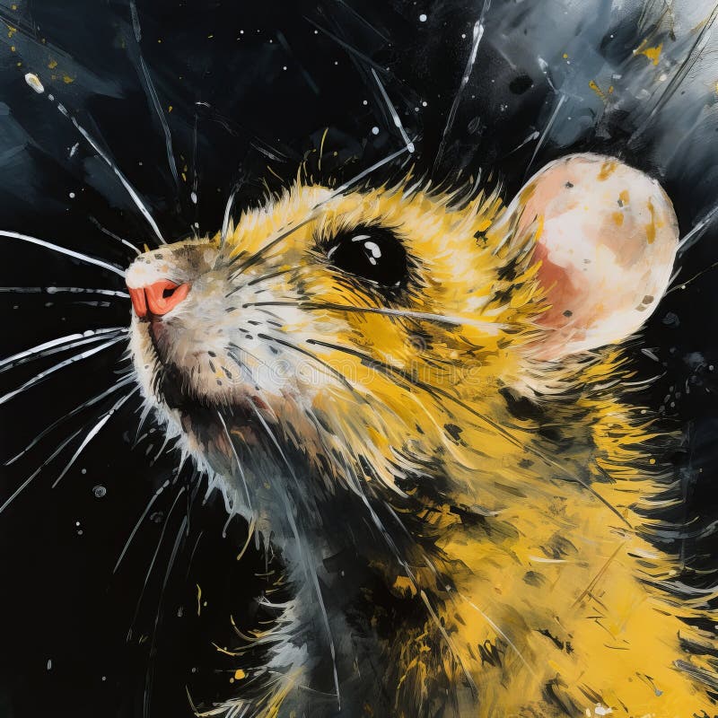 Dynamic Impressionism: Vibrant Rat Painting with Starry Eyes Stock ...