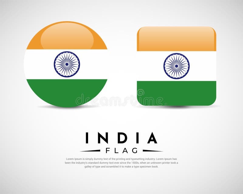 Realistic India Flag Icon Vector. Set of India Flag Emblem Vector Stock ...