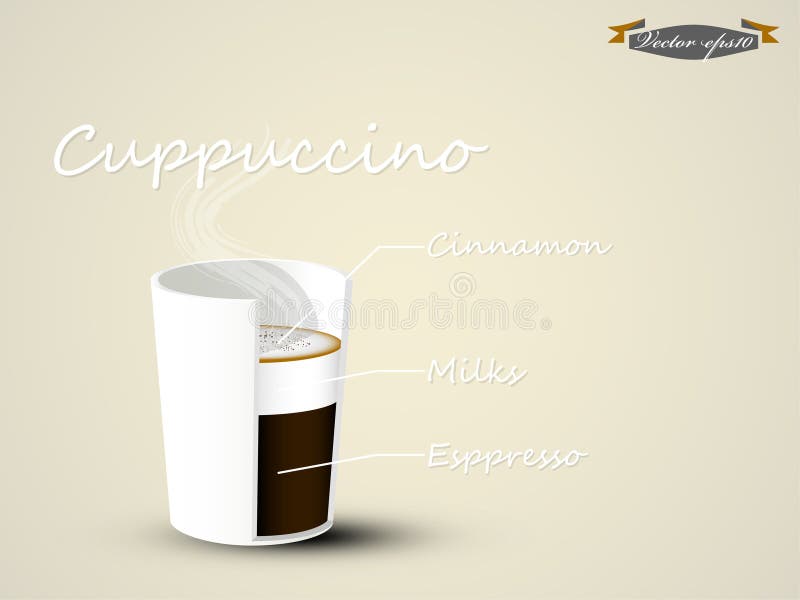 Realistic Info Graphic Design Vector of Cappuccino Coffee Cup in Cross ...