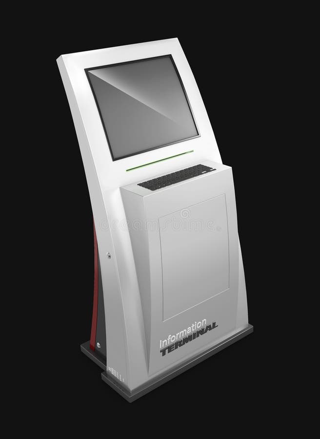 Realistic Interactive Information Kiosk Terminal Stand, 3d Illustration ...
