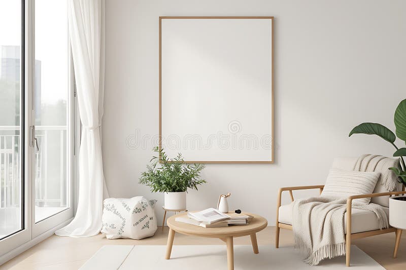 Modern Frame Mock-up with Soft Lighting in Cozy Home Interior, 3D ...