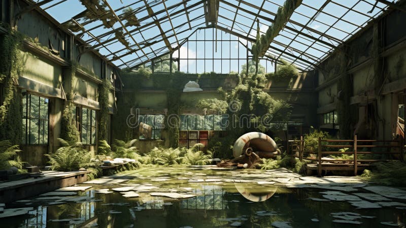 Realistic Interiors: a Post-apocalyptic Building with Water and ...