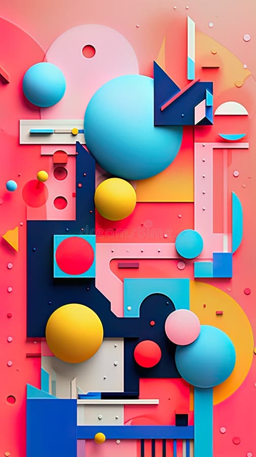 Realistic Interpretation of Abstract Memphis Design with Artistic ...