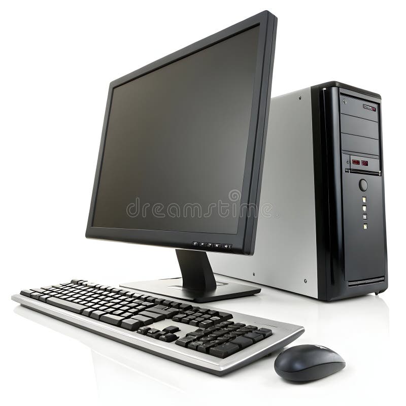 Realistic Isolated Computer Isolated on White Background Stock ...