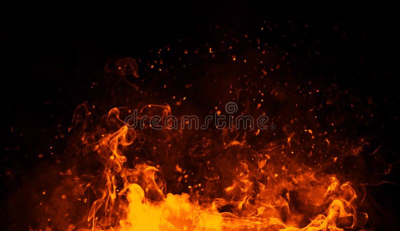 Fire Effect Dust Debris Isolated on Black Background, Motion Powder ...
