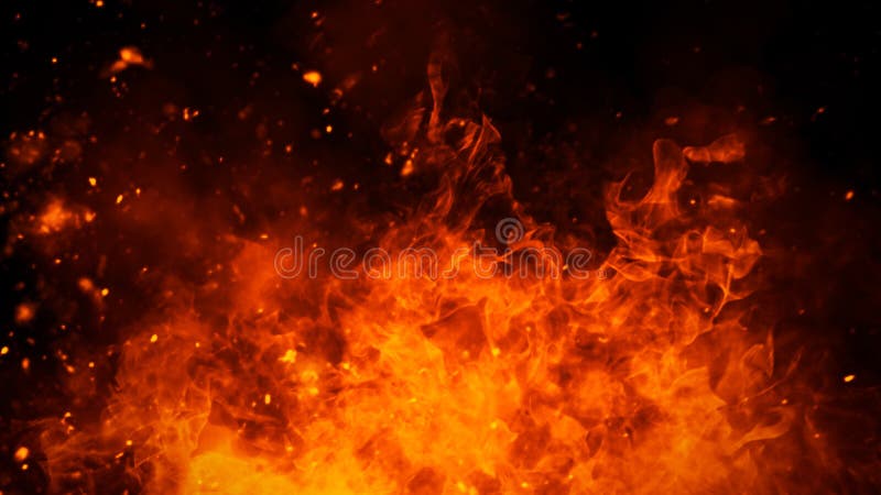 Realistic Isolated Fire Effect for Decoration and Covering on Black ...