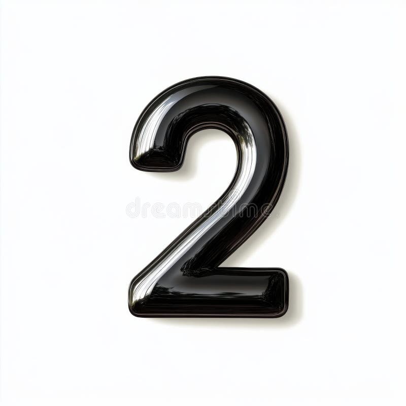 Realistic Isolated Number Two on Clean White Background Stock ...