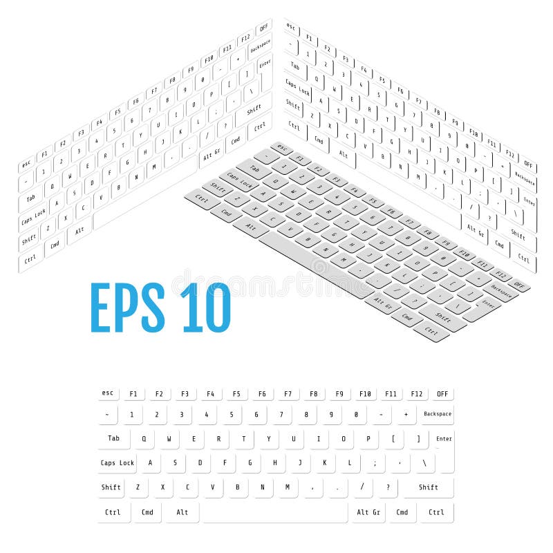 Realistic Isometry of Modern Keyboard. Vector Illustration Stock Vector ...