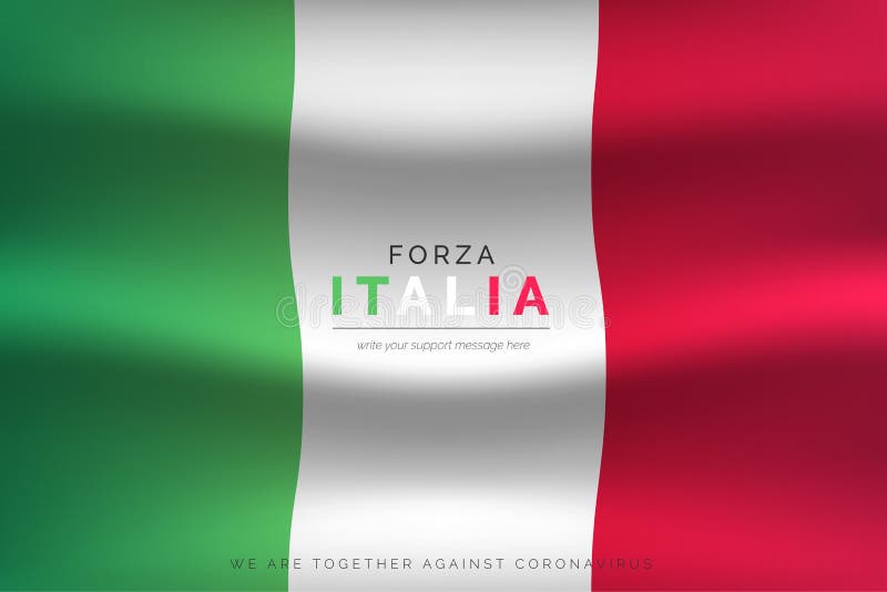 Realistic Italian Flag with Support Message Design Illustration Stock ...