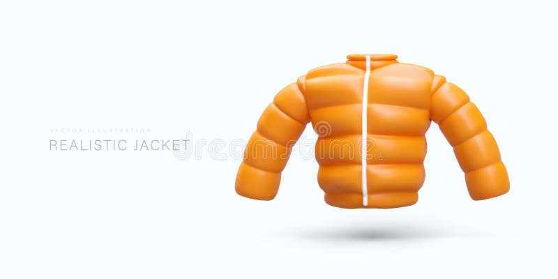 Realistic Jacket in Cartoon Style. Brown Puffer Jacket Stock Vector ...