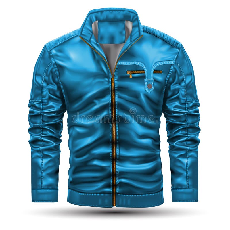 Realistic Jacket Leather Blue on White Background Vector Stock Vector ...