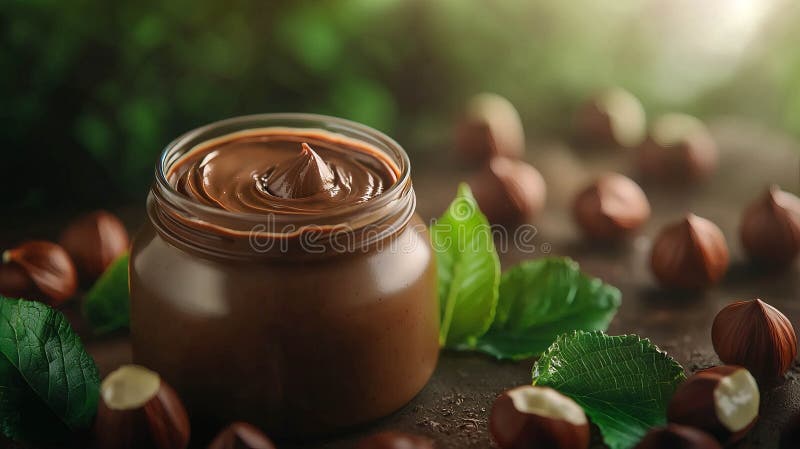 Realistic Jar of Chocolate Hazelnut Spread with Fresh Hazelnuts and ...