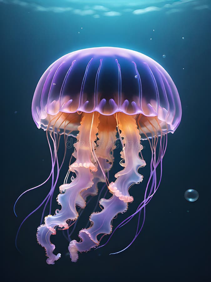 Realistic Jellyfish on the Ocean Stock Illustration - Illustration of ...