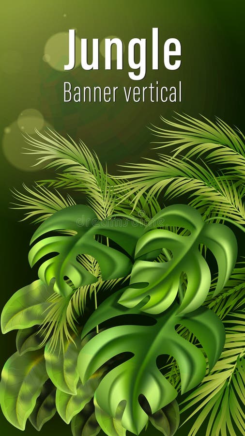 Realistic Jungle Vertical Banner Template Stock Photo - Image of ...