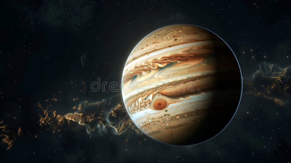 Realistic Jupiter Planet Floating in Space Stock Illustration ...