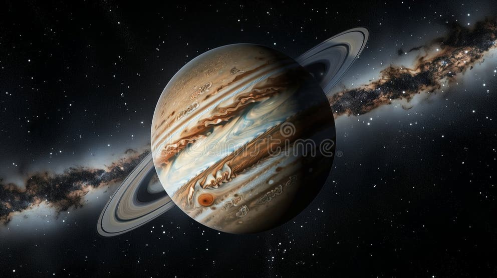 Realistic Jupiter Planet Floating in Space Stock Illustration ...