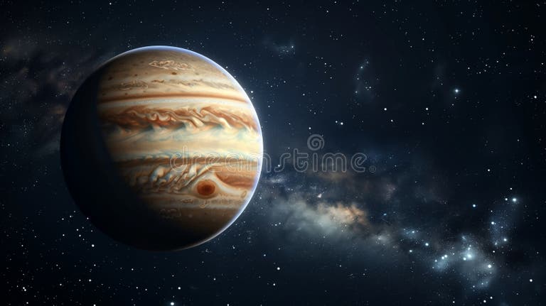 Realistic Jupiter Planet Floating in Space Stock Illustration ...