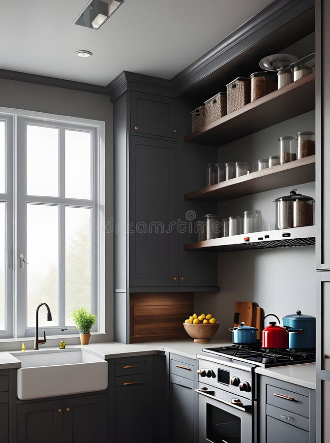 Realistic Kitchen Design by Kelly Wearstler Natural Stock Illustration ...