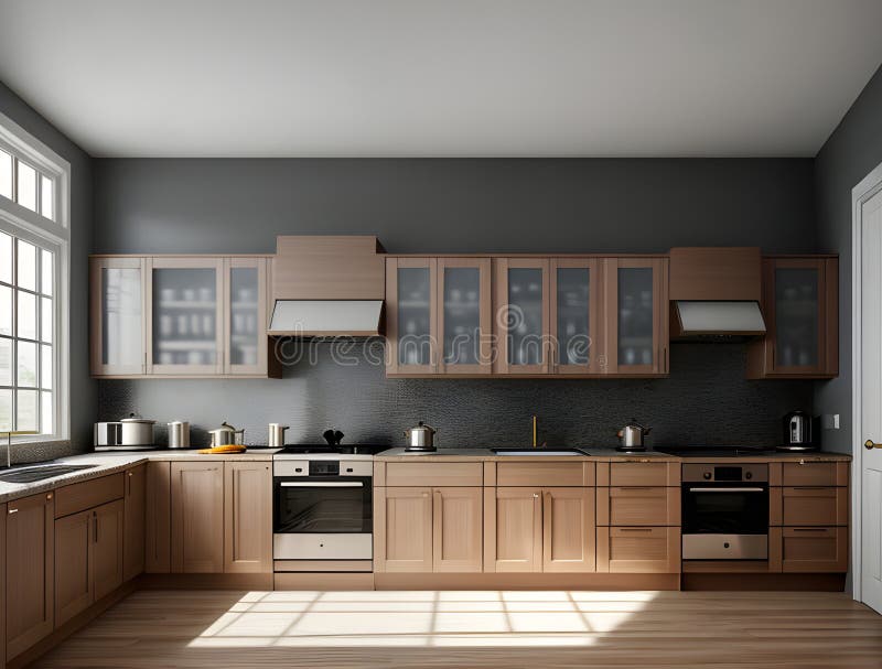 Realistic Kitchen Design with Hyperdetailed Medium Shot. Stock ...