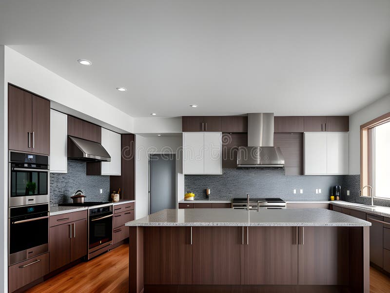 Realistic Kitchen Design with Hyperdetailed Medium Shot. Stock ...