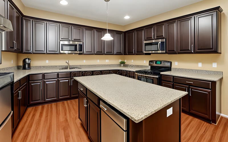 Realistic Kitchen Set Display in Stylish Minimalis Modern Stock ...