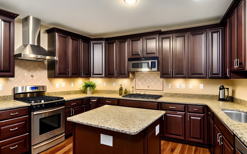 Realistic Kitchen Set Display in Stylish Minimalis Modern Stock ...