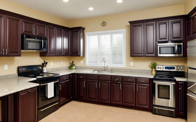 Realistic Kitchen Set Display in Stylish Minimalis Modern Stock ...