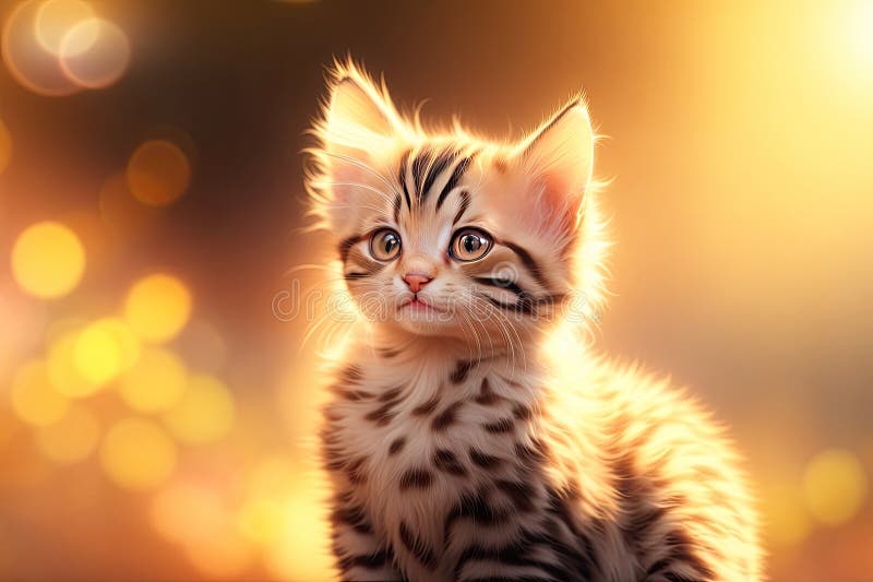 A Realistic Kitten Portrait. Ai Generative Stock Illustration ...