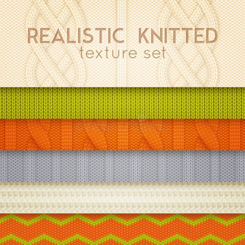 Realistic Knitted Patterns Horizontal Layers Stock Vector ...