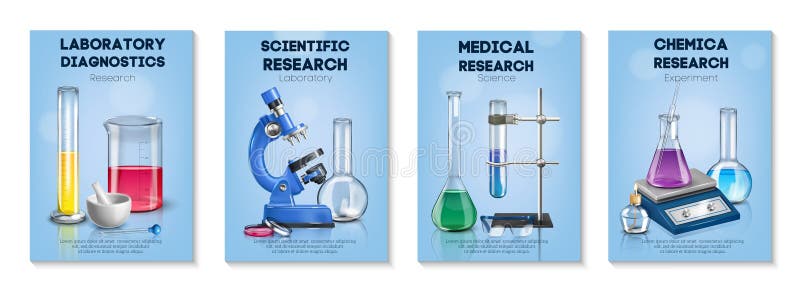 Realistic Lab Poster Set stock vector. Illustration of chemistry ...