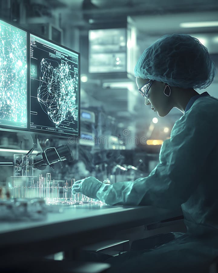 Realistic Lab Scene Highlighting Cancer Researcher at Work Stock Image ...