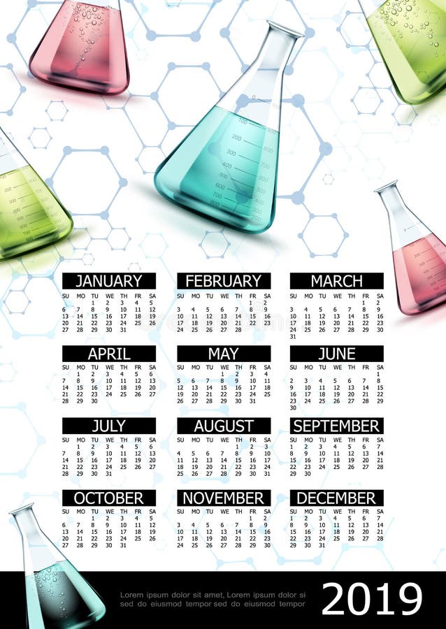 Realistic Laboratory 2019 Year Calendar Template Stock Vector ...