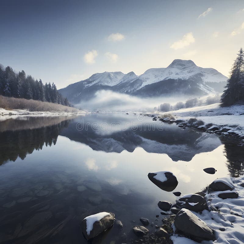 Realistic Landscapes Reflected in the Lake. AI-Generated. Stock ...