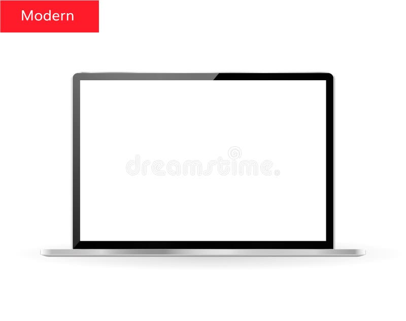 Realistic Laptop with Blank Screen Stock Vector - Illustration of ...