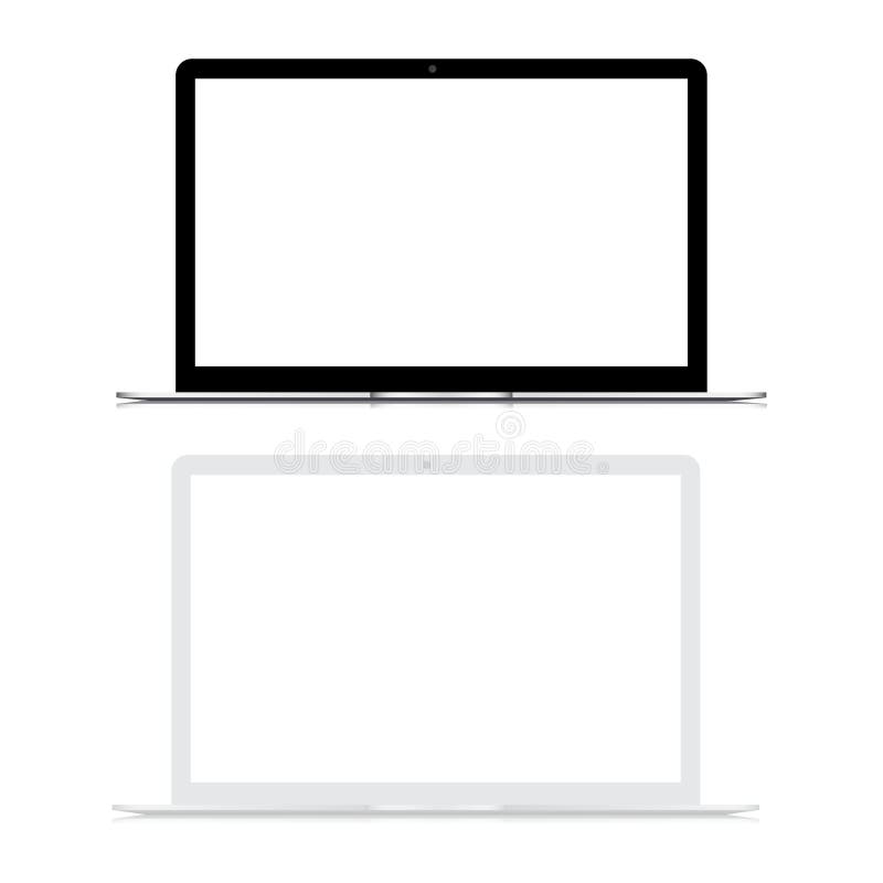 White Computer Monitor Mockup with Blank Screen - Front View. Vecto ...
